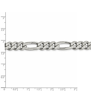 Solid 925 Sterling Silver 9mm Figaro Chain Necklace - with Secure Lobster Lock Clasp 18"