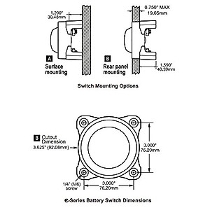 Blue Sea Systems 9003E e-Series Battery Switch, On/Off, Red