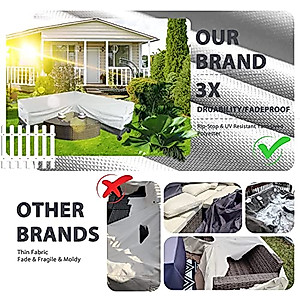 ClawsCover V-Shaped Outdoor Patio Sectional Sofa Cover Waterproof Heavy Duty Fadeless 600D Polyester Weatherproof Garden Couch Furniture Sectional Set Cover,89L/89Lx34Dx31H Inch