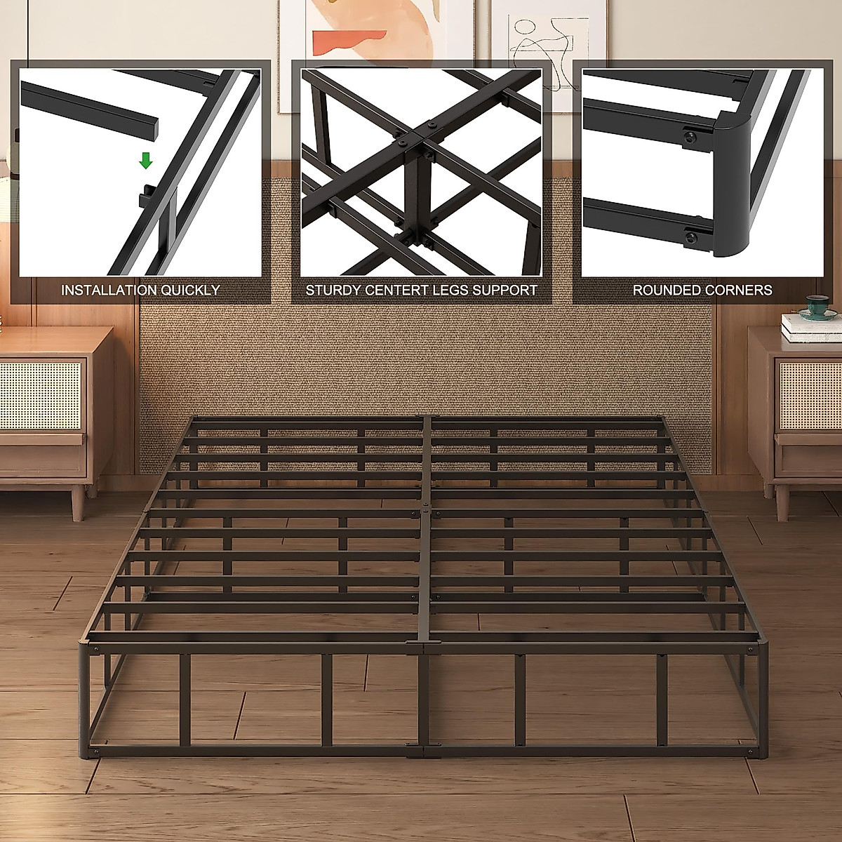 Lutown-Teen 10 Inch Queen Box Spring High Profile, Heavy Duty Metal Box Spring for Queen Bed Base with Fabric Cover, Mattress Foundation, Noise Free, Easy Assembly