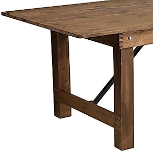 Flash Furniture HERCULES Series 8' x 40" Rectangular Antique Rustic Solid Pine Folding Farm Table