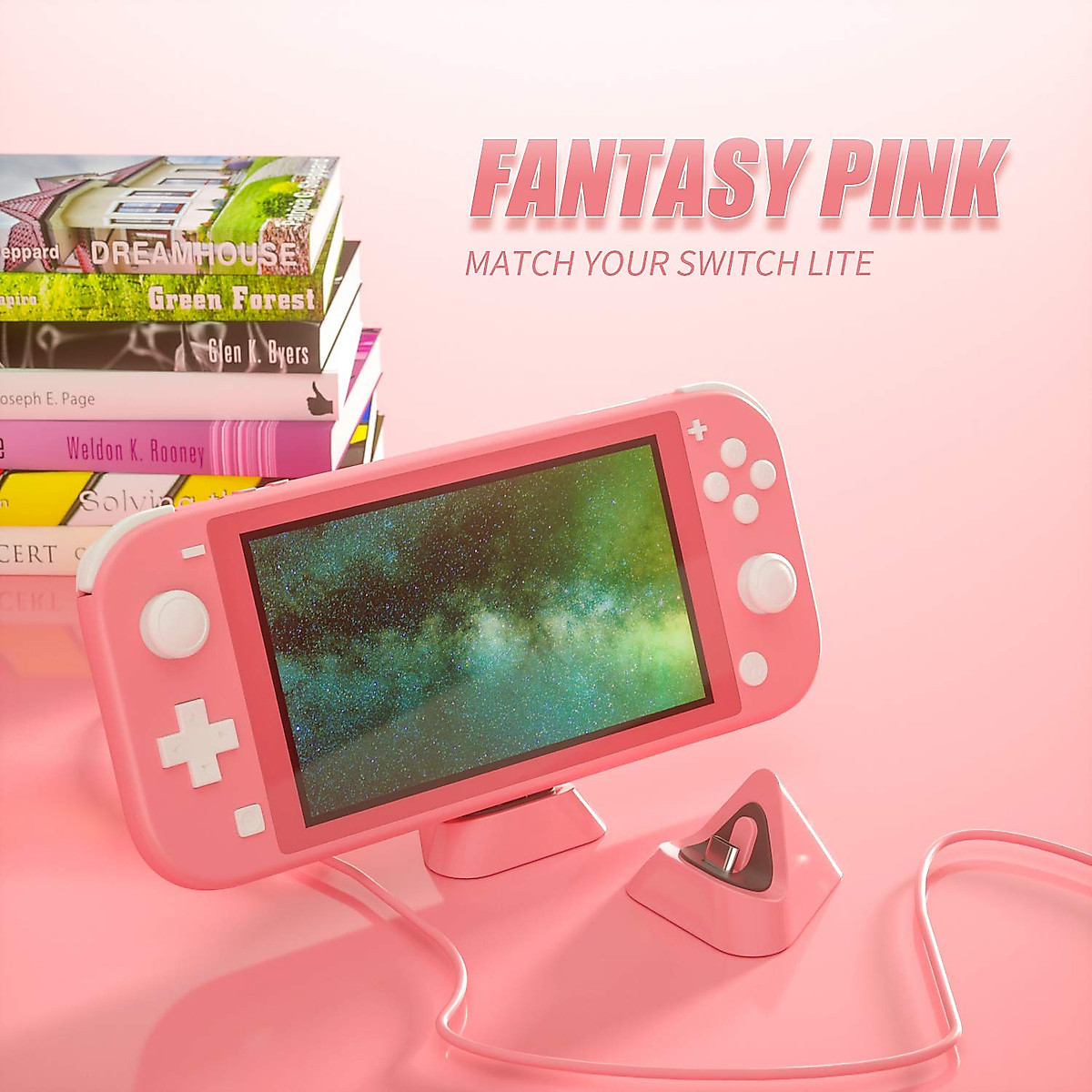 Charging Dock for Nintendo Switch lite, Docking Station for Nintendo Switch lite - Coral