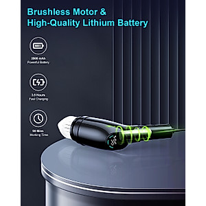 Yonlog Electric Spin Scrubber, FRIWOLE Upgraded Cordless Cleaning Brush with LED Display, 3 Speeds, 8 Replaceable Brush Heads, Adjustable & Detachable Handle, 450 RPM, for Bathtub, Tile, Floor, Black