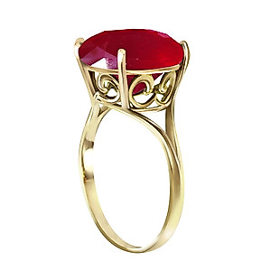 Galaxy Gold GG 14k Solid Gold Ring 12.0 mm Round Ruby (Yellow-Gold, 7.5)