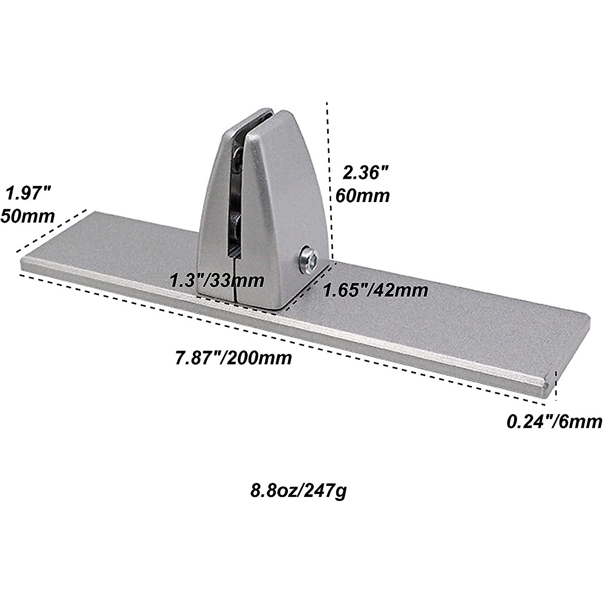Sneeze Guard Clamp Bracket, T-Shaped Desk Partition Clamp with Freestanding Base for Clear Acrylic Shield Heavy Duty Auminum Guard Clamp, Desktop Countertop Reception 2PC