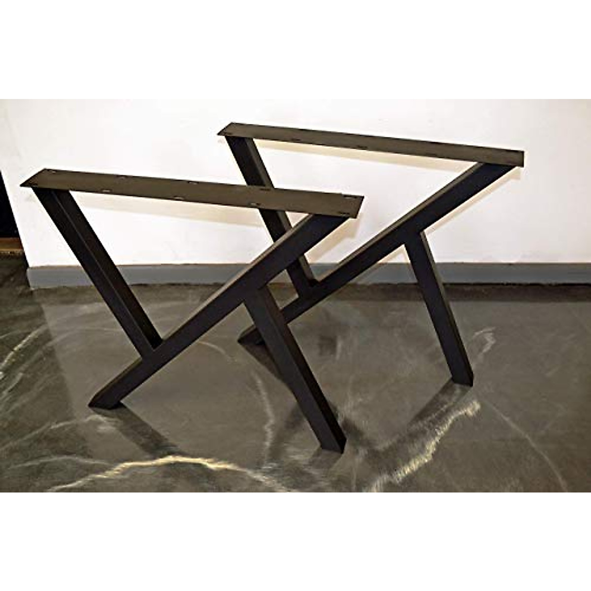 Metal Table Legs, Offset X-Frame Style - Any Size and Color