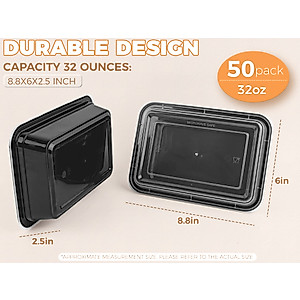 Golden State Art, 50 Pack 32 Oz Meal Prep Container, 1-Compartment Food Container Box with Lid, BPA Free, Freezer, Microwave, Dishwasher Safe