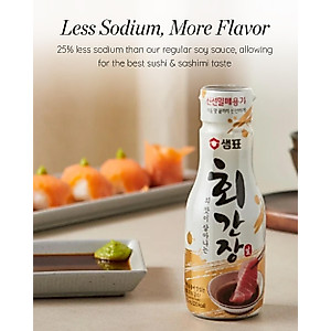 SEMPIO Soy Sauce for Sushi - Premium Naturally Brewed for Sashimi, Less Salt, Katsuobushi & Kelp infused. Flavor-locking bottle. Made in Korea. (6.7 fl oz / 200mL, Vegan, Non-GMO)