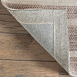 nuLOOM Sadie Hand Woven Striped Cotton Area Rug, 8' x 10', Beige