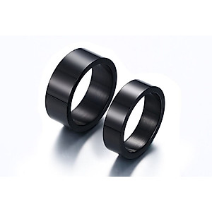 MZZJ Skeleton Hands Pinky Promise Couple Rings 8MM&6MM High Polish Minimalist Classical Stainless Steel Initial Flat Wedding Band Ring Set,Anniversary Birthday Gift for Boyfriend Girlfriend,Black