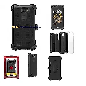 Ballistics Jacket TJ Maxx, Original Black Heavy Duty Cover Case W/shock Impacts 8 Feet Protection Durable Swivel Belt Clip for LG K8 / Phoenix 2/ Escape 3 Cellphone