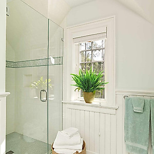 Bird Fiy 4Pcs Artificial Boston Fern Bush Plant Shrubs Greenery Bushes Indoor Outside Home Garden Office Verandah Wedding Decor