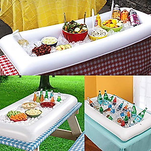 Moon Boat 2 PCS Inflatable Serving/Salad Bar Tray Food Drink Holder - BBQ Picnic Pool Party Buffet Luau Cooler,with a drain plug