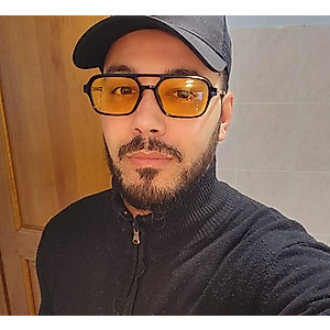 FEISEDY Vintage Square 70s Flat Aviator Sunglasses Women Men Metal Design Shades B2752