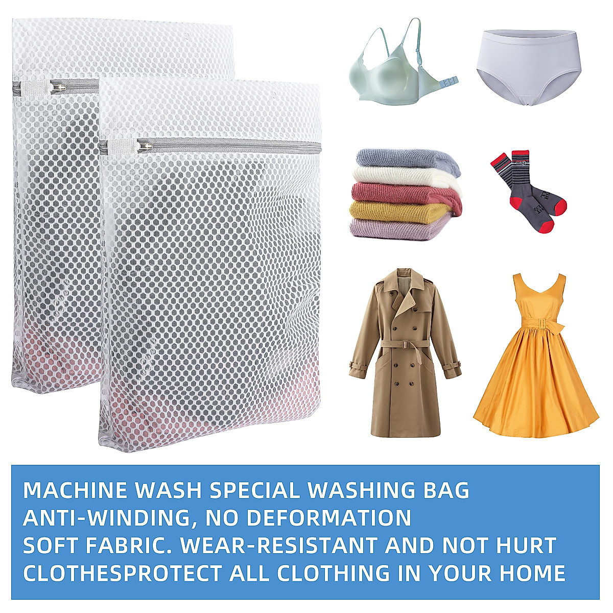 Laundry Bag 4 Pcs Mesh Laundry Bags 12 x 16 Inches Durable Zipper Mesh bag Mesh Wash Bags Lingerie Bags for Washing Delicates Laundry Bags for Traveling Delicates Bag for Washing Machine