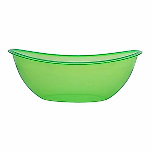 Friwer Neon Oval Plastic Contoured Serving Bowls, Party Snack or Salad Bowl 80 Oz. (Green)
