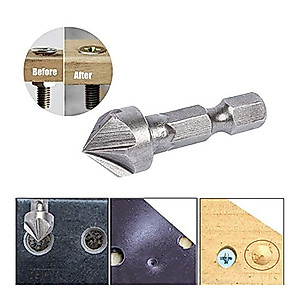 90 Degree Countersink Drill Chamfer Bit 1/4" Hex Shank Woodworking Angle Point Bevel Cutting Cutter Remove Bur,3PCS