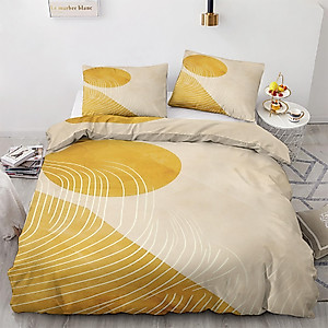 AopGlyvyr Modern Boho Duvet Cover Queen Size, Mid Century Comforter Cover, Abstract Bedding Set, Breathable Duvet Cover with Zipper Closure, 3 Pieces with 1 Duvet Cover and 2 Pillowcase