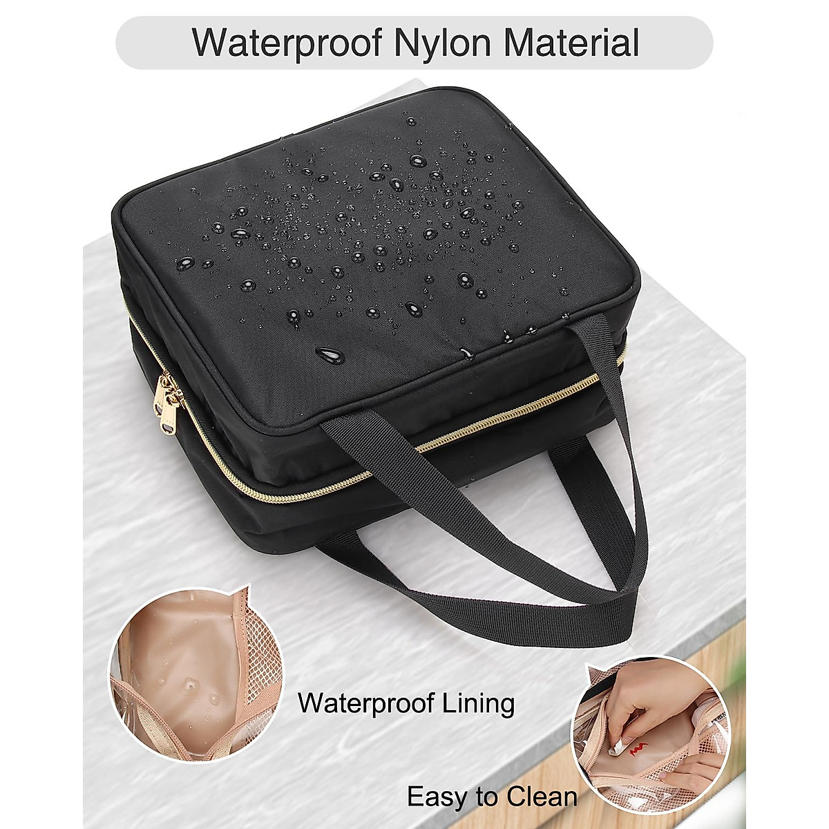 Hanging Toiletry Bag Travel Makeup Bag TSA Approved Clear Bag for Toiletries Waterproof Cosmetic Bag Toiletry Bag for Women Men Travel Toiletry Organizer for Bathroom Shower (Medium, 1-Black)