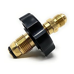 Soft Nose POL Propane Gas Tank Adapter Plug with FULL Flow x 1/4 inch Male NPT fitting includes adapter for 3/8 inch Male Flare [910-514] w/O-ring for Brass Nipple to Open Safety Valve