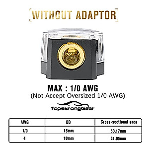 TOPSTRONGGEAR 0/2/4 Gauge in 4/8 Gauge Out 2 Way Amp Copper Power Distribution Block for Car Audio Splitter
