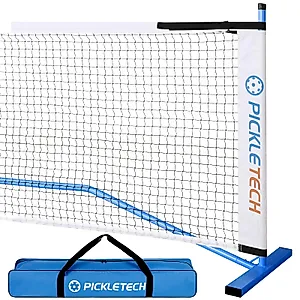 PICKLETECH Portable Pickleball Net Outdoor 22FT Regulation Size Set 3.0 Reinforced Version (Blue)