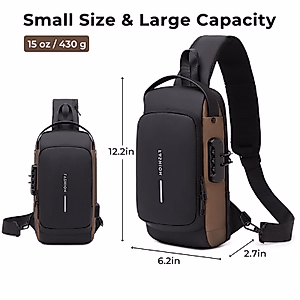 Rcrirth Sling Bag for Men | Anti-theft Crossbody Bag - PU Leather Crossbody Shoulder Chest Bag for Daily use