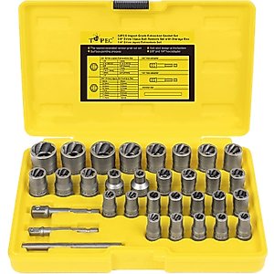 TOPEC Upgrade Bolt Extractor Kit, 32PCS Impact Bolt & Nut Remover Set, 6mm-19mm Stripped Bolt Extractor Socket Set, Eazy Out Bolt Extractor Set for Stripped, Broken, Rounded Bolts, Nuts & Screws
