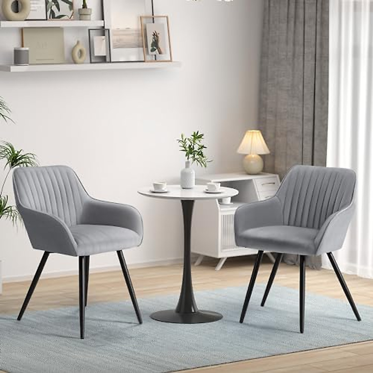 YESHOMY Accent Chair for Living Room Set of 2 Upholstered with Strong Metal Frame, Armrest for Bedroom, Dorm, Light Gray