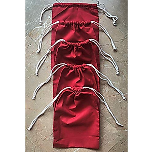 Reusable Eco friendly RED COLOR Cotton Thick Double Drawstring Muslin Bags "premium quality"-50 count pack (6 x 10)