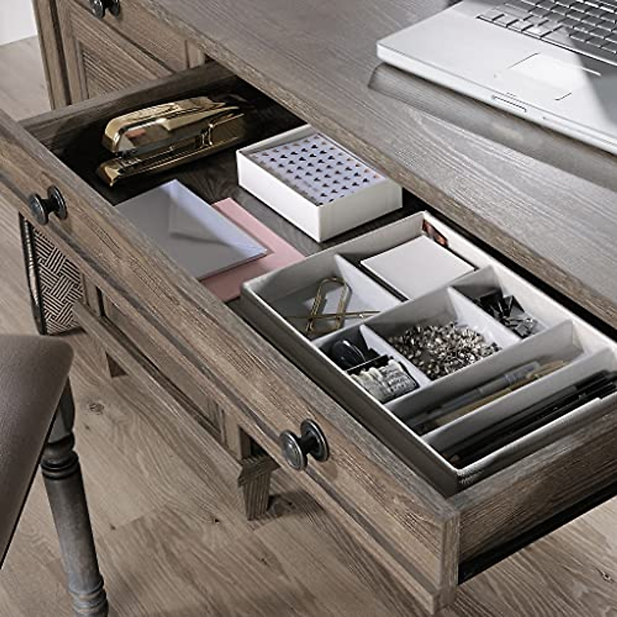 Sauder Hammond Desk, L: 67.56" x W: 29.21" x H: 30.0", Emery Oak Finish