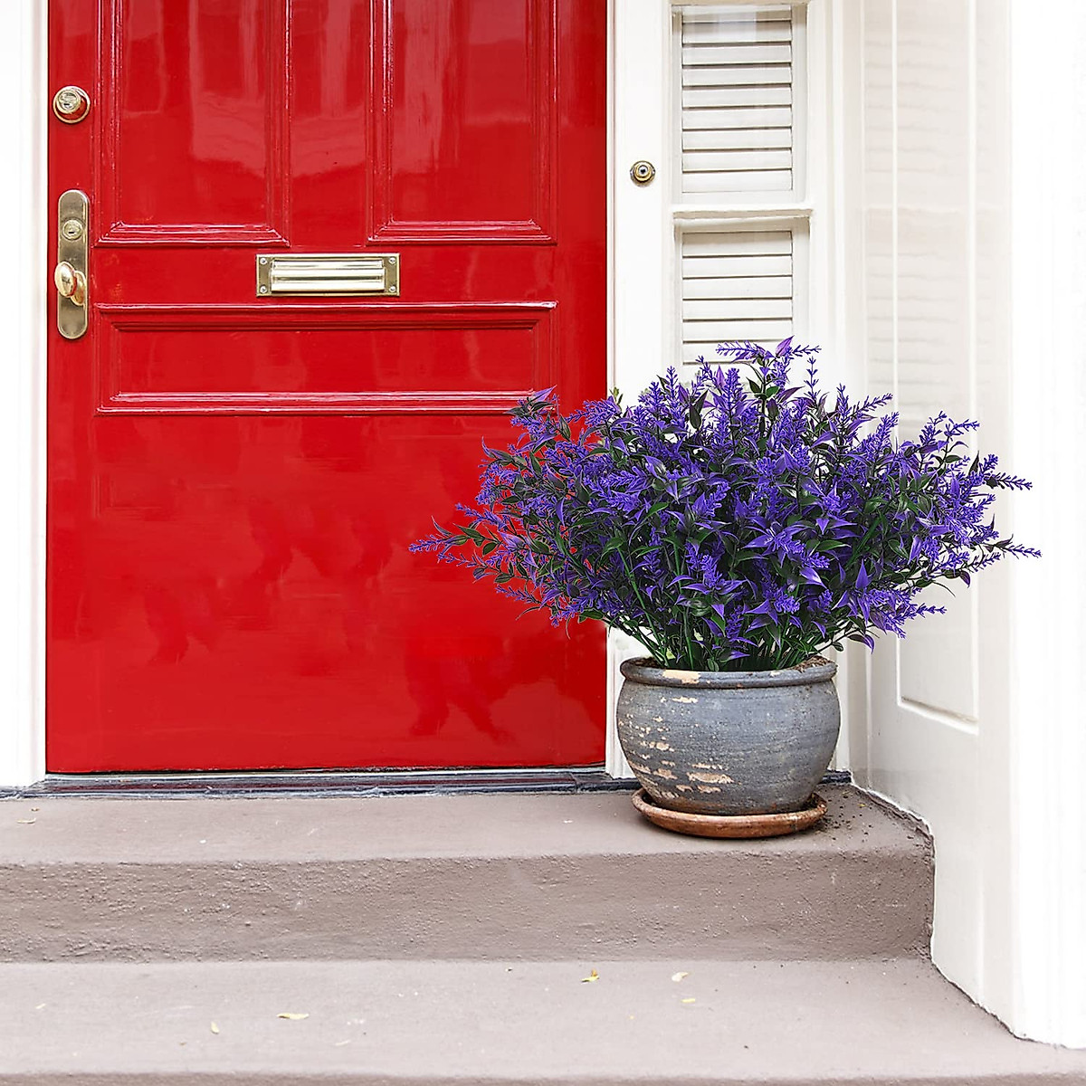 Purple Artificial Lavender 12Pcs Lavenders Plant Faux Flowers Artificial Plants Outdoor Plastic Flowers Uv Resistant Lavender Bouquet Fake Flowers Outdoor Kitchen Garden Window Home Front Porch Decor