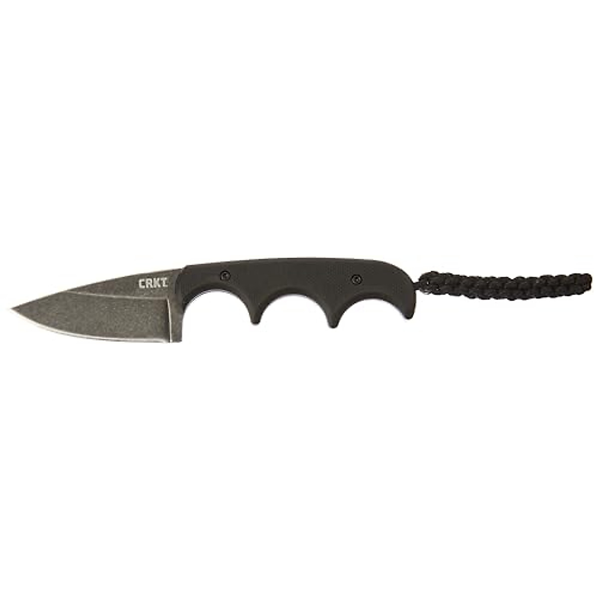 COLUMBIA RIVER KNIFE & TOOL Compact Fixed Blade Knife: Minimalist Black Drop Point Neck Knife, Folts Utility Knife with Stonewashed Blade, G10 Handle and Nylon Sheath 2384K