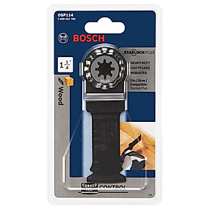BOSCH OSP114 1-Piece 1-1/4 In. StarlockPlus Oscillating Multi Tool Wood Curved-Tec High-Carbon Steel Plunge Cut Blade for Heavy-Duty General-Purpose Applications in Wood