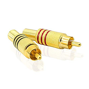 PNGKNYOCN RCA Stereo Connector Plug with Spring Coax Audio Solderless Gold Plated Adapter for Repair Speaker Cables（4-Pack）