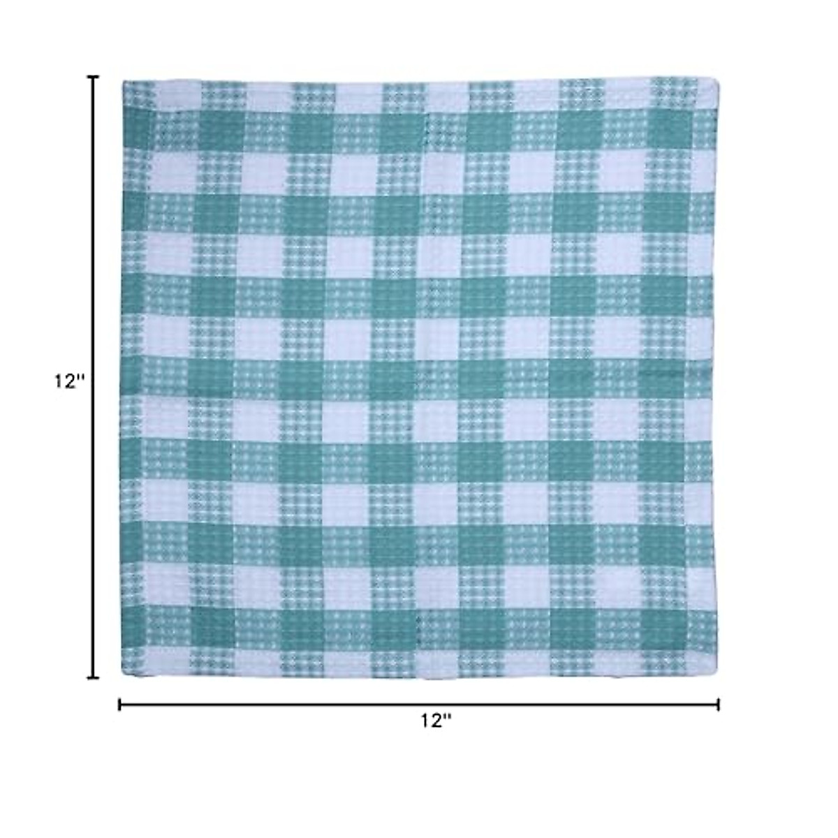 Gratico Dish Cloth Set of 8 Aqua White Waffle Buffalo Checks 12X12 Inches Premium Soft Cotton Highly Absorbent Kitchen Towels Quick Drying Dish Towels with Hanging Loop Kitchen Tea Towels