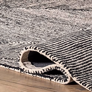 nuLOOM Heidi Modern Hand Tufted Wool Area Rug, 8x10, Charcoal