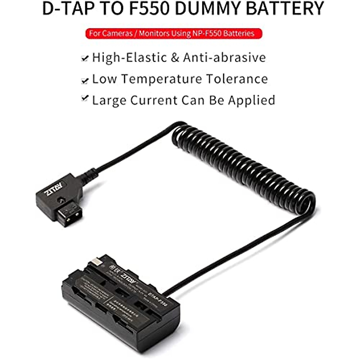 ZITAY D-tap Ptap to NP-F550 Dummy Battery Compatible for Sony NP-F550/770/570 NP-F970 Power LED Light Feelworld Atomos Ninja Monitor for DP30 LE Vmount AB Battery