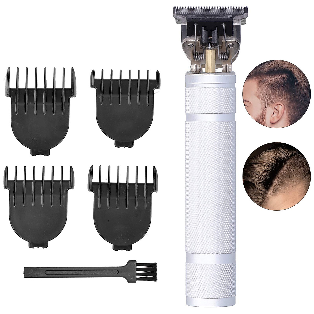 Hair Trimmer, Ergonomically Body Design Powered By 18650 Lithium Battery Barber Shop Hair Clipper Hair Clipper, for Barber Shop(Silver)