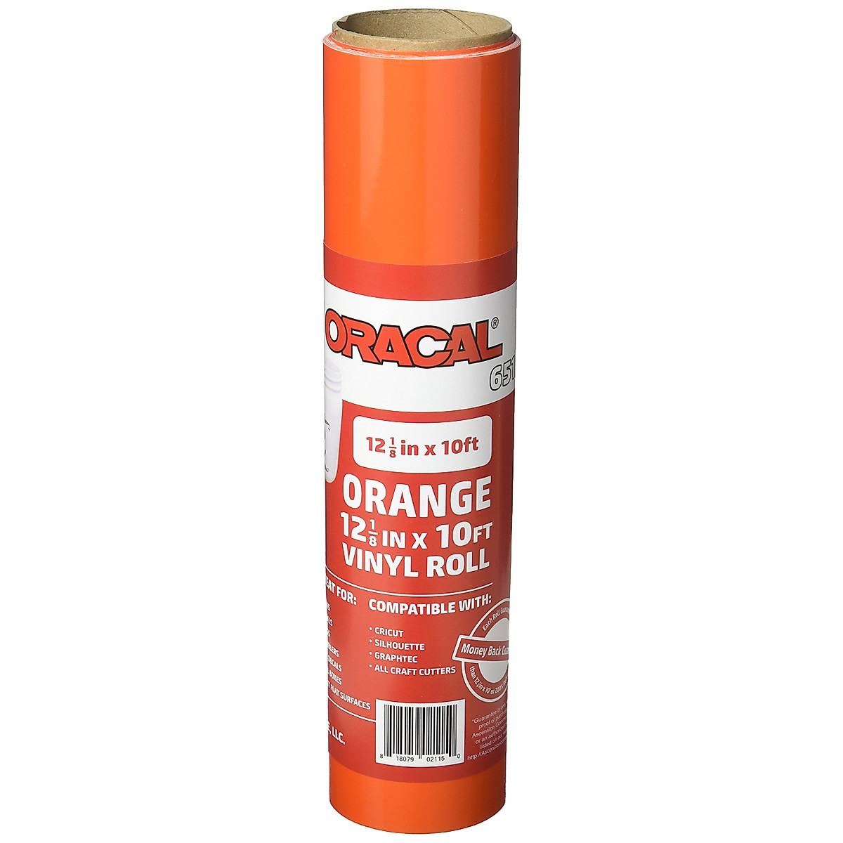 12.125" x 10ft Roll of Oracal 651 Orange Craft Vinyl - On a 2.5" Core - Adhesive Vinyl for Cricut, Silhouette, and Cameo Cutters - Gloss Finish - Outdoor and Permanent