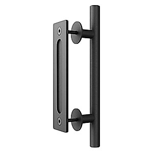 Sliding Door Hardware Gifsin 12in Sliding Barn Door Handle Stainless/Carbon Steel Flush Pull Set Pull Handle Heavy Duty Wood Interior Door Hardware Perfect For A Study Dining Room Area ( Color : Black