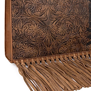 Wrangler Tote Shoulder Bag for Women Western Tooling Handbags Fringing Satchel Purse with Hand-Woven Strap