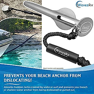 WavesRx 14'-50' AnchorMate Bungee Line | Safer Anchoring for Boats & Pontoons | Elastic Rope Extends to Absorb Wake Tugs and Keep Anchor from Dislocating | Includes Bag, Stainless Steel Hook & D Ring