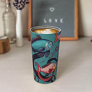 WANGXUEE Fish and Octopus Print 500ml Stainless Steel Travel Tumbler Double Wall Vacuum Insulated Coffee Mug