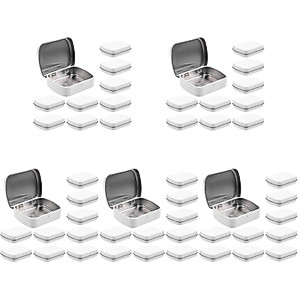 Tofficu 50 Pcs Mini Tin Boxes with Lids for Jewelry Storage, Small Candy Treat Boxes, Portable Metal Containers for Travel, Weddings, Birthdays, White Iron, 2.36 X 1.85 X 0.59 Inches