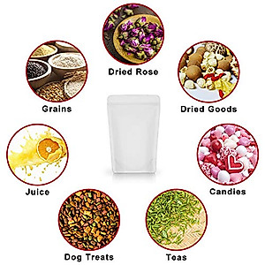 SumDirect 50Pcs 5x8 inches Matte Frosted (Not Clear) Zipper Resealable Stand Up Drink Bags,Snack Food Tea Packing Drinking Pouches - 5x8inches