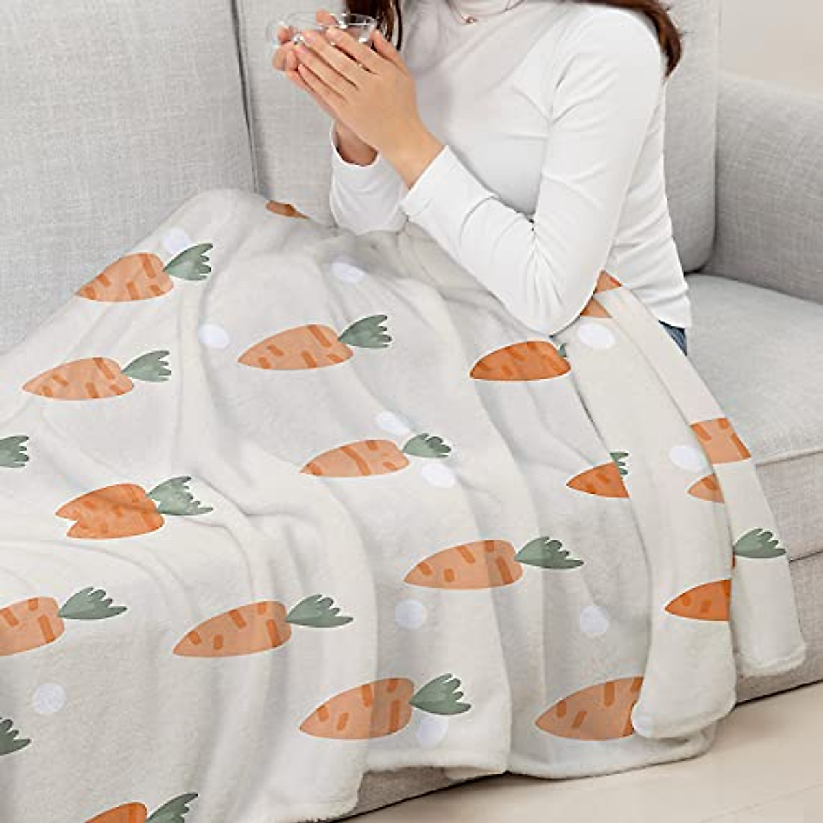 Prime-Home Blanket Fleece Blanket Throw, Cartoon Carrot Easter Pattern Blanket Plush Fleece Throw Blanket Lightweight Blanket Soft Flannel Blankets, Fuzzy Blanket Throw 40x50
