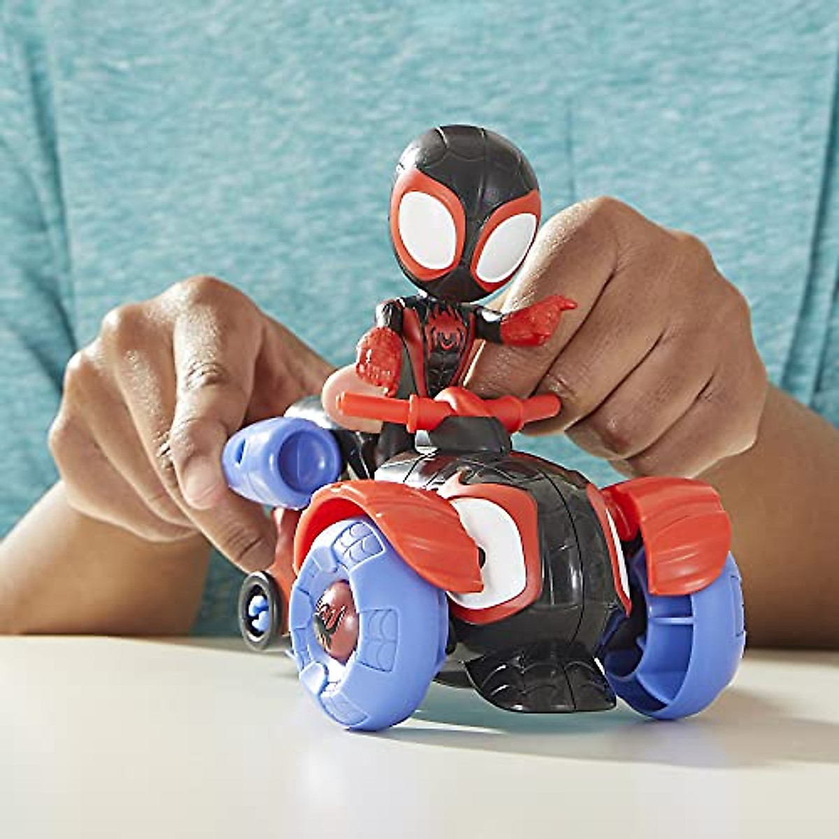 Spider-Man Marvel Spidey and His Amazing Friends Miles Morales Action Figure and Techno-Racer Vehicle, for Kids Ages 3 and Up