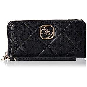 GUESS womens Dilla Large Zip Around Wallet, Black, One Size US