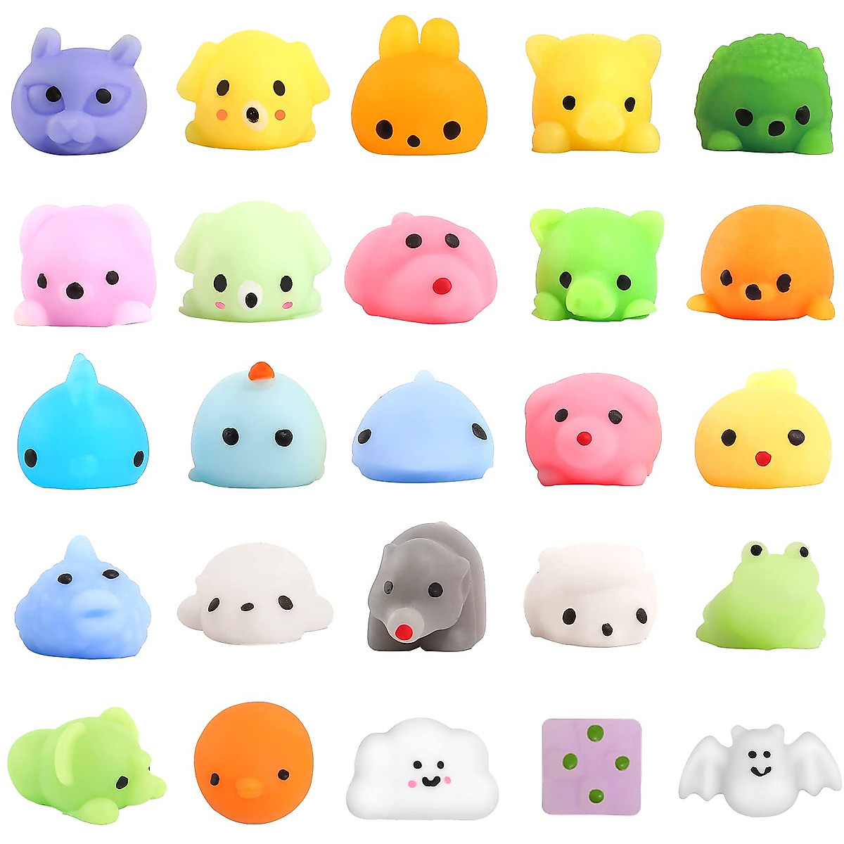 CUTE STONE 50 Pack Filled Easter Eggs with Mochi Squishy Toys Party Favors for Kids, Squeeze Mini Animals Stress Relief Toys for Boys and Girls